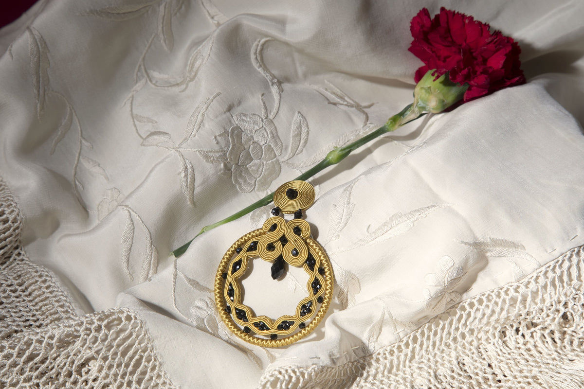 Pendientes Ocre & Azabache – Musula Jewels - Joyas de alta costura